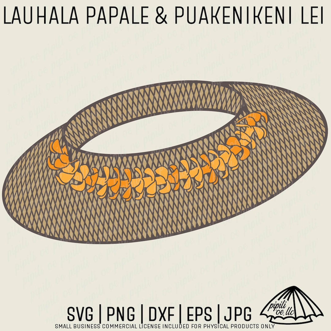 Lauhala Papale With Puakenikeni Lei SVG - Lauhala Hat SVG - Puakenikeni ...