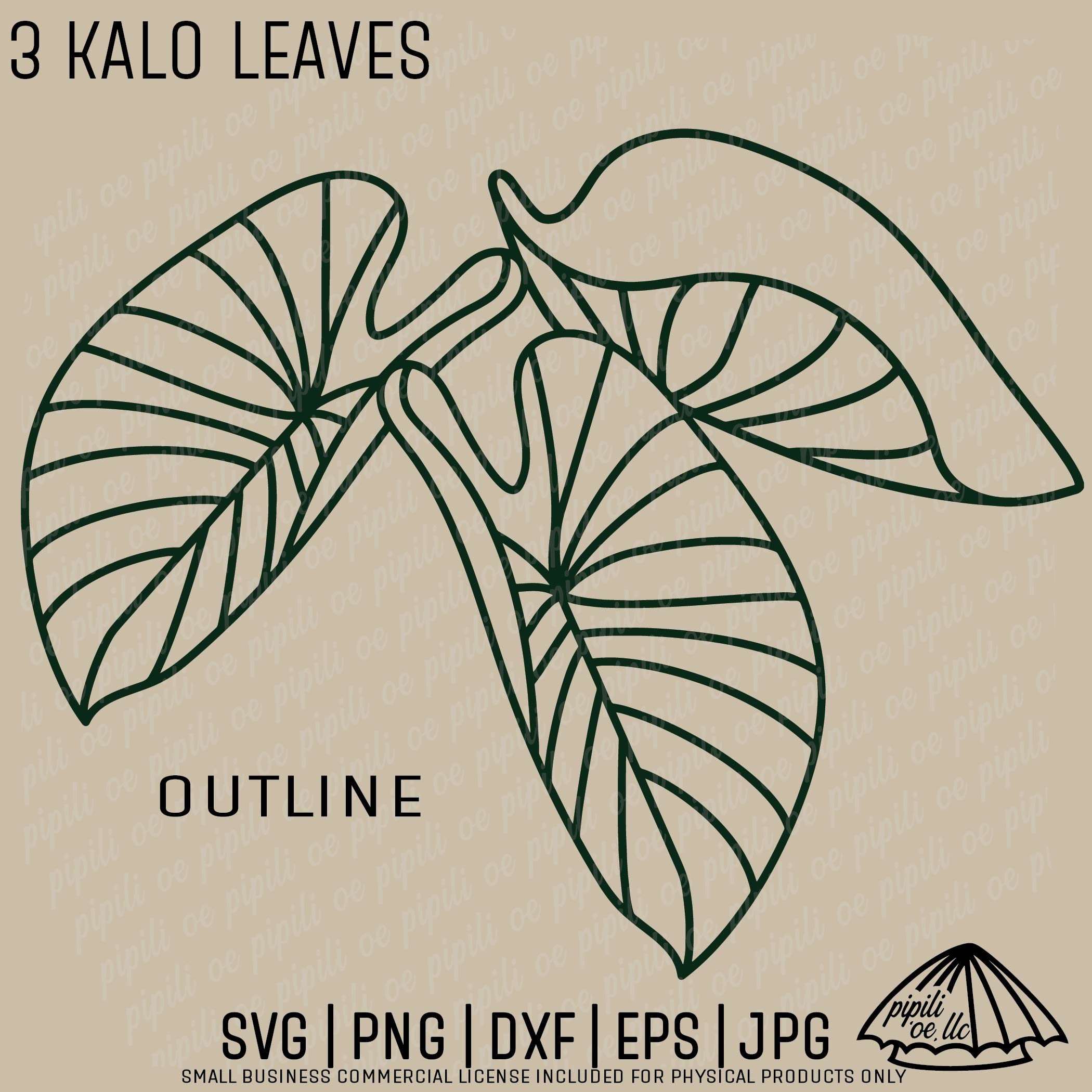 3 Kalo Leaves SVG - Kalo Leaf SVG - Hand Drawn Leaf SVG - Laser ...