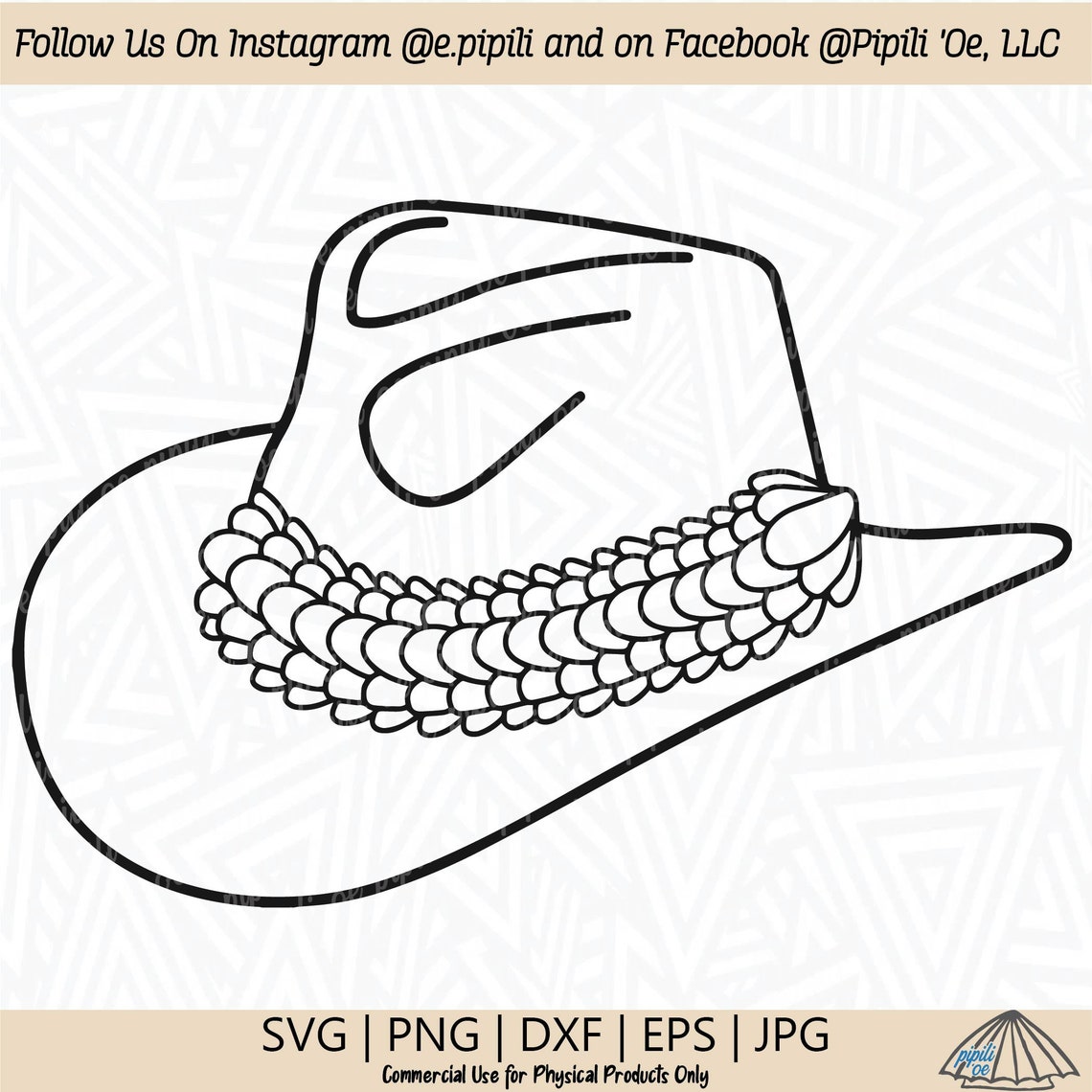 Paniolo - Cowboy Hat Feather Lei SVG - Hat SVG - Paniolo Hat SVG ...