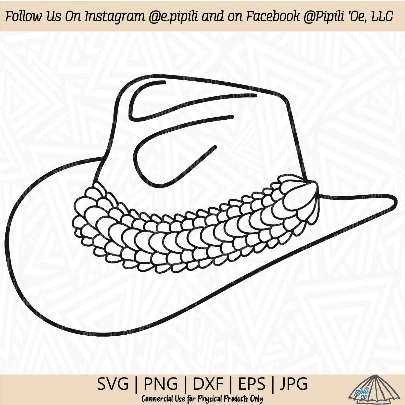 Paniolo - Cowboy Hat Feather Lei SVG - Hat SVG - Paniolo Hat SVG ...