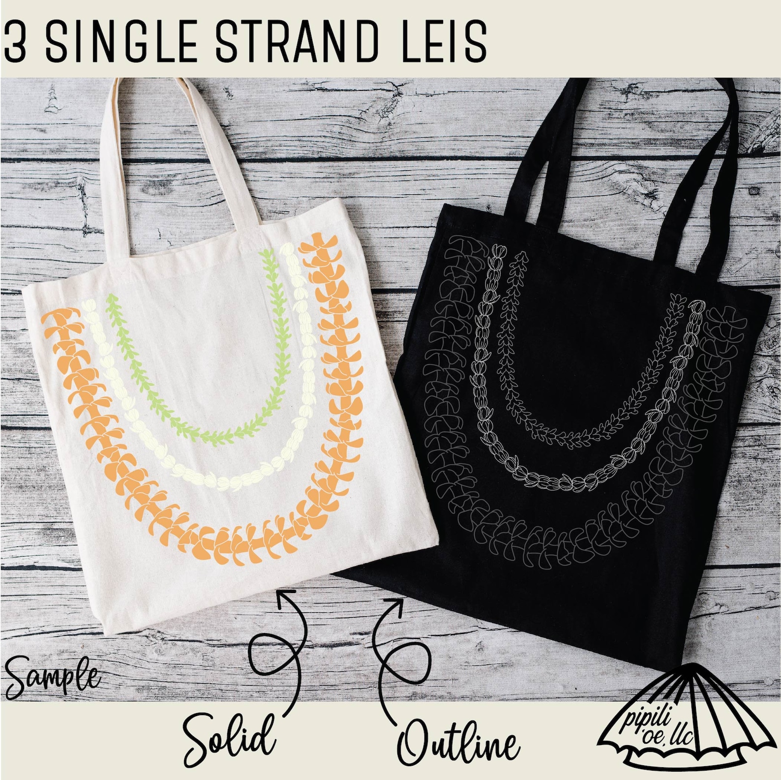 3 Single Strand Lei SVG - Puakenikeni Lei SVG - Laser Engraving ...