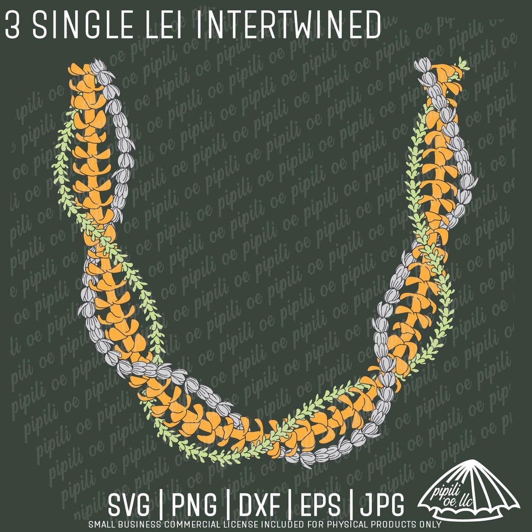 3 Single Lei Intertwined SVG - Puakenikeni Lei SVG - Laser Engraving ...