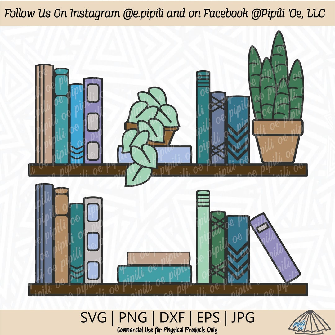 Book Shelves Color SVG - Book SVG - Digital Download - Books Clip Art ...