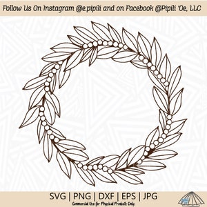 Maile and Mokihana Lei Circle Frame SVG - Digital Download - Maile Lei ...