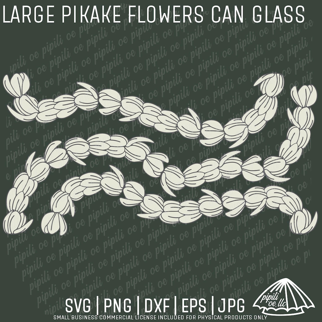 Large Pikake Flowers Can Glass SVG - Pikake Lei SVG - Pikake Flower Clip Art - Hawaii Lei Design ...