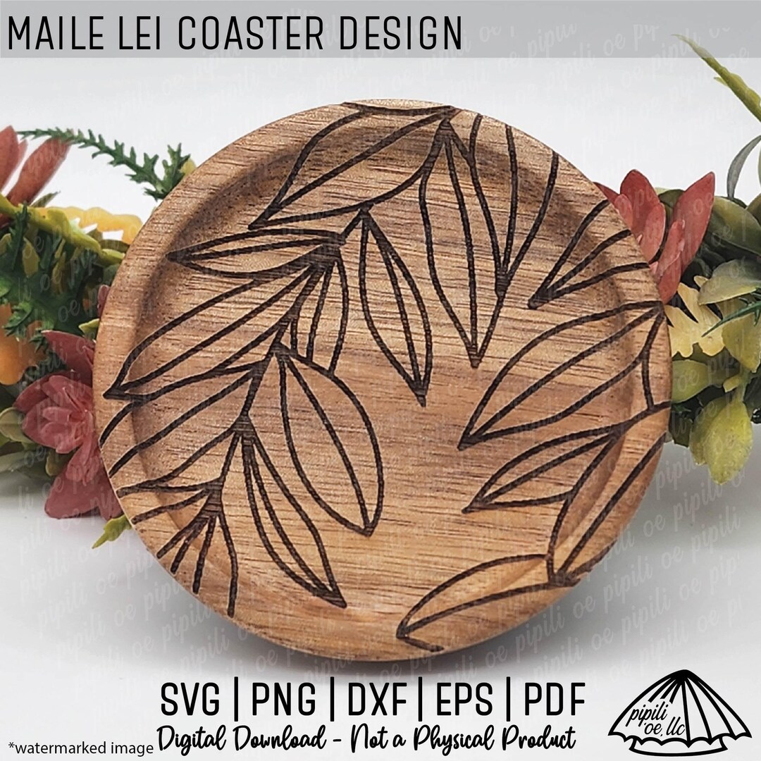 Maile Lei Coaster Design SVG - Laser Engraving Design SVG - Maile Lei ...