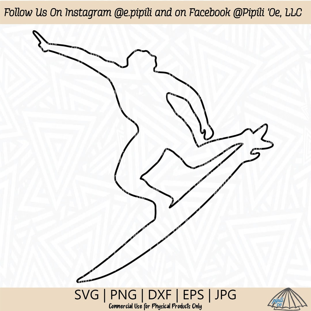 Surfer Silhouette Outline SVG - Surfer SVG - Surfing SVG - Beach Svg ...