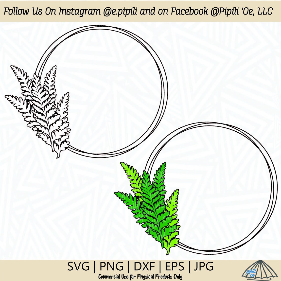 Palapalai Layered Circle Frame SVG Fern Circle Frame SVG - Etsy
