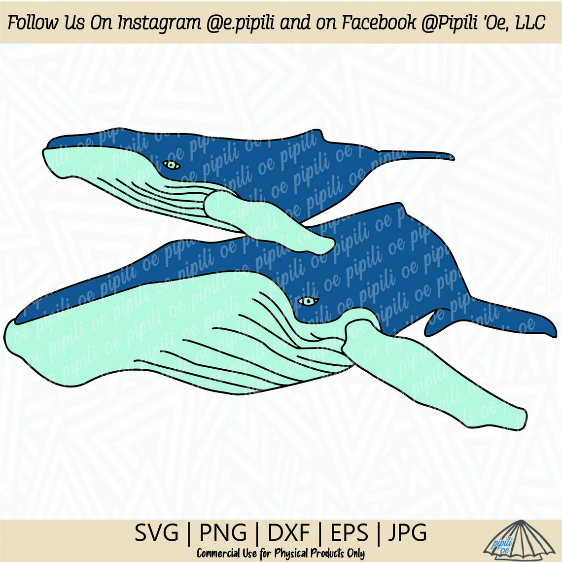 Humpback Whale Cow and Calf SVG Humpback Whale SVG Hawaii - Etsy