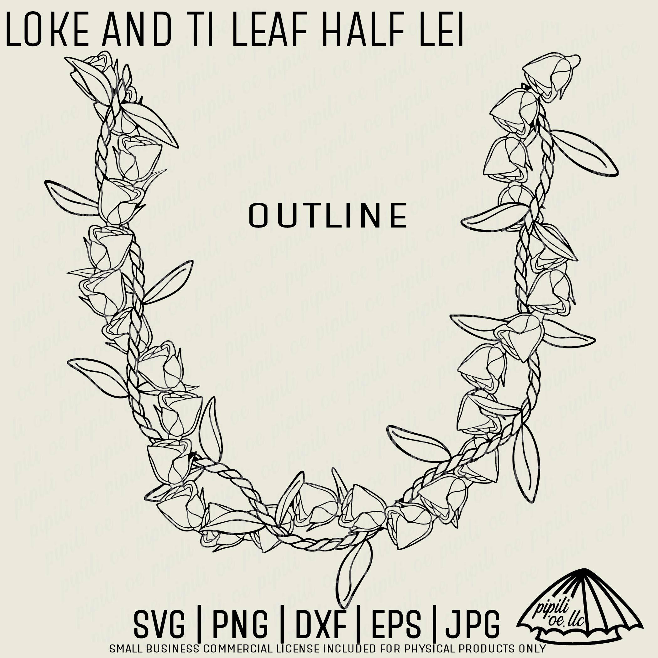 Lokelani and Ti Leaf Half Lei SVG - Lokelani SVG - Ti Leaf Lei Clip Art ...