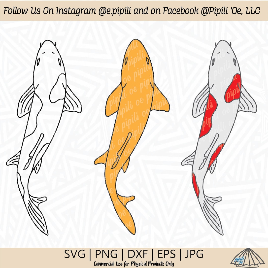 Koi Top View SVG - Koi Fish SVG - Asian Fish SVG - Digital Download ...