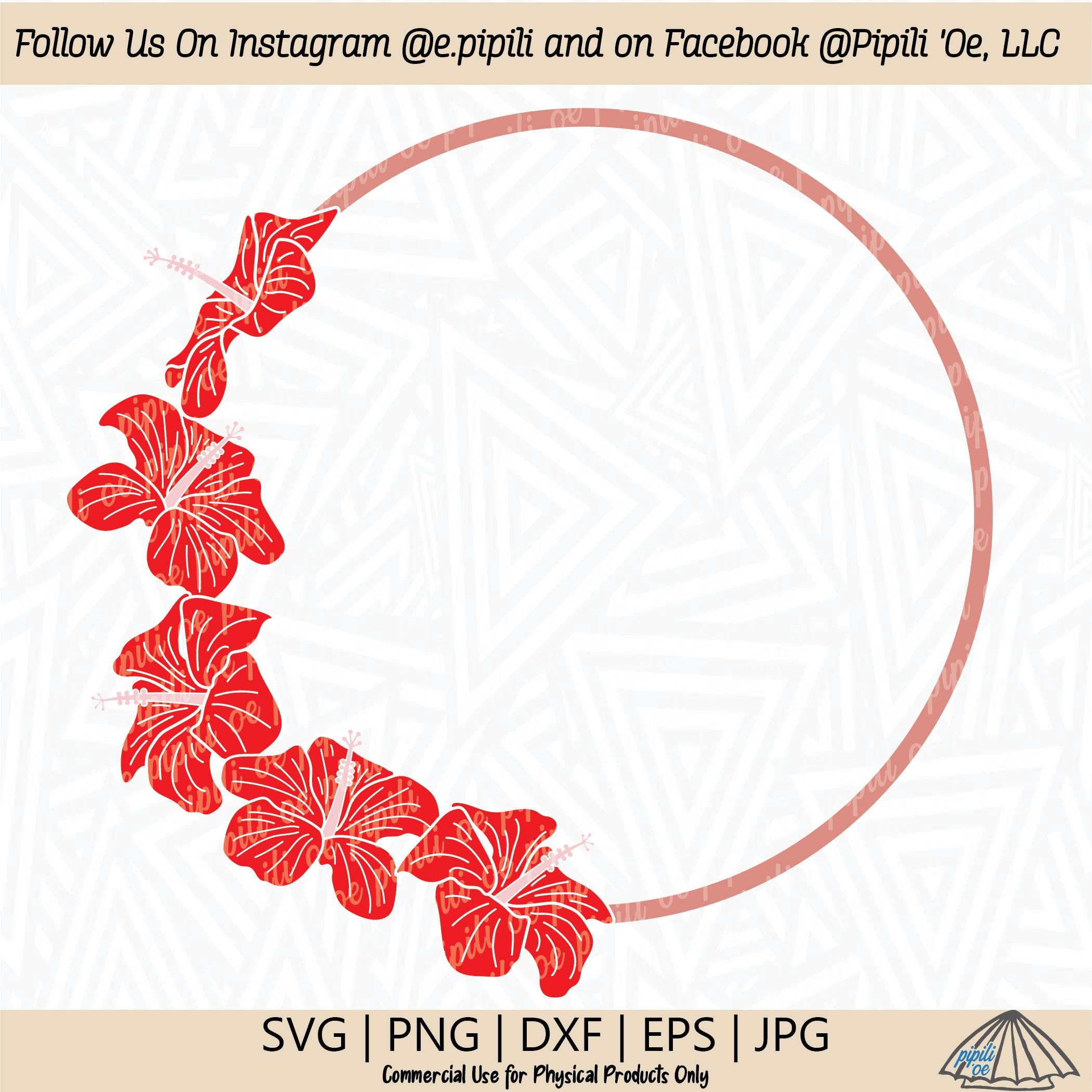 Hibiscus Flower Circle Frame SVG - Hibiscus Clip Art - Digital Download ...