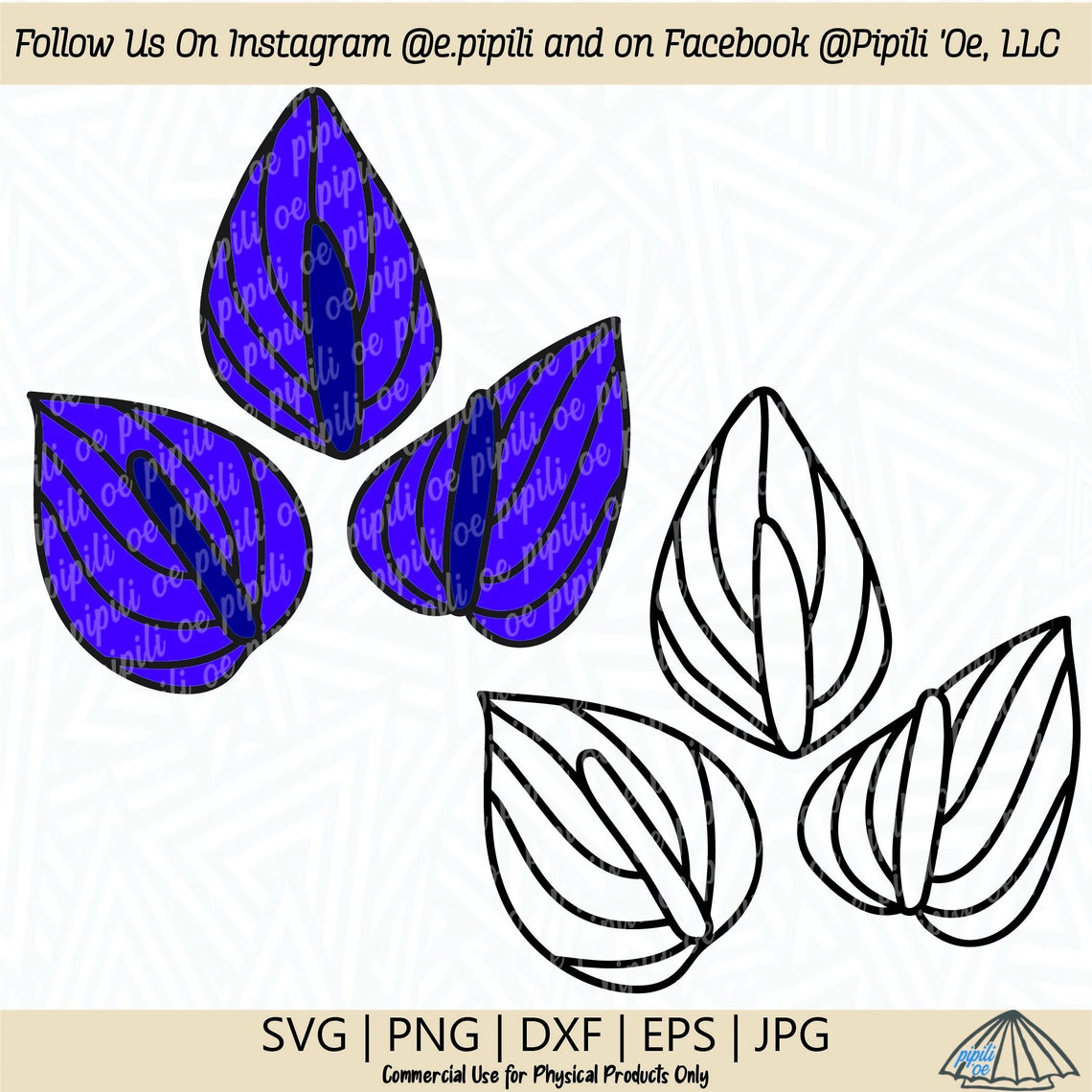 Purple Anthurium SVG Flower SVG Plant SVG Digital - Etsy