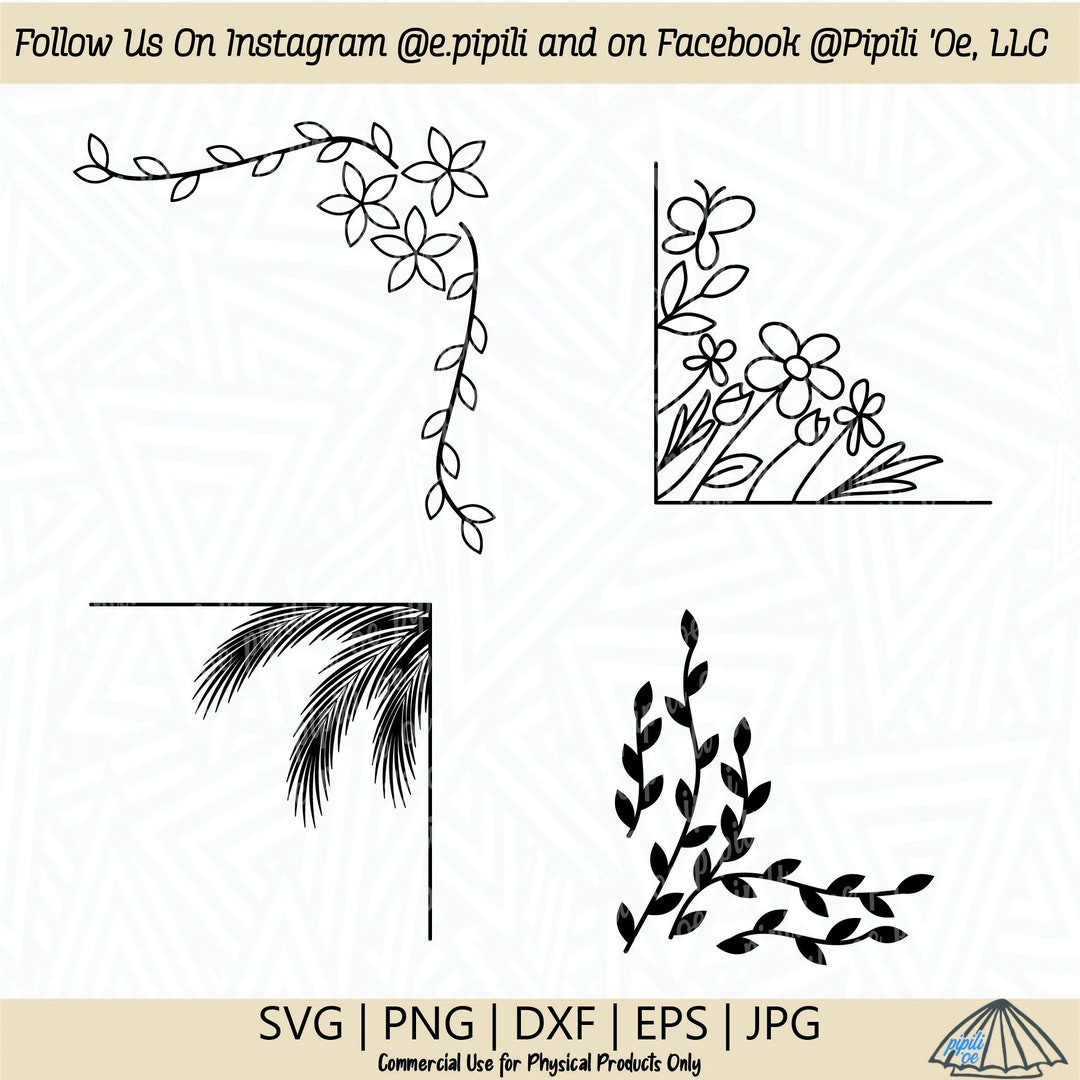 Corner Designs Bundle - Floral Corner Design SVG - Floral SVG - Palm ...