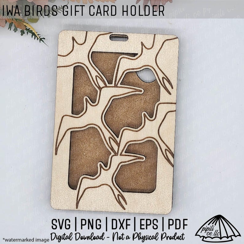 Iwa Birds Laser Gift Card Holder SVG - Gift Card Holder SVG - Bird ...
