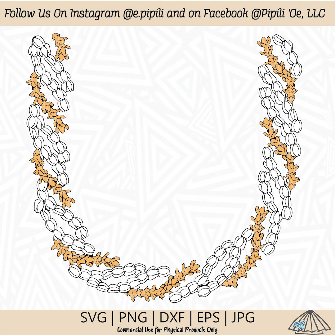 Pikake and Orange Pakalana Lei SVG - Pikake Lei SVG - Pakalana SVG ...