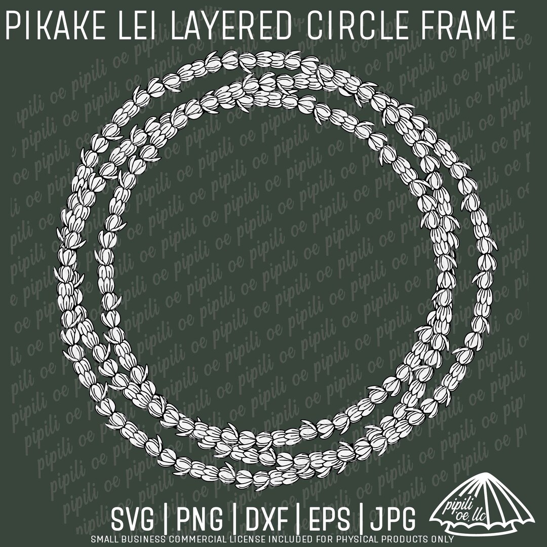 Pikake Lei Layered Circle Frame SVG - Pikake Lei SVG - Circle Frame SVG ...
