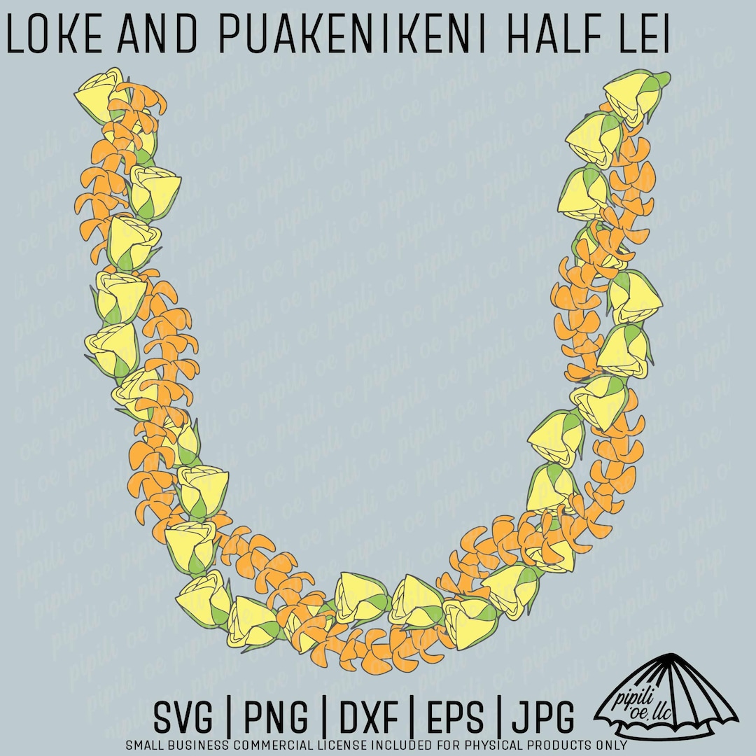 Lokelani and Puakenikeni Half Lei SVG - Lokelani SVG - Pikake Lei Clip ...