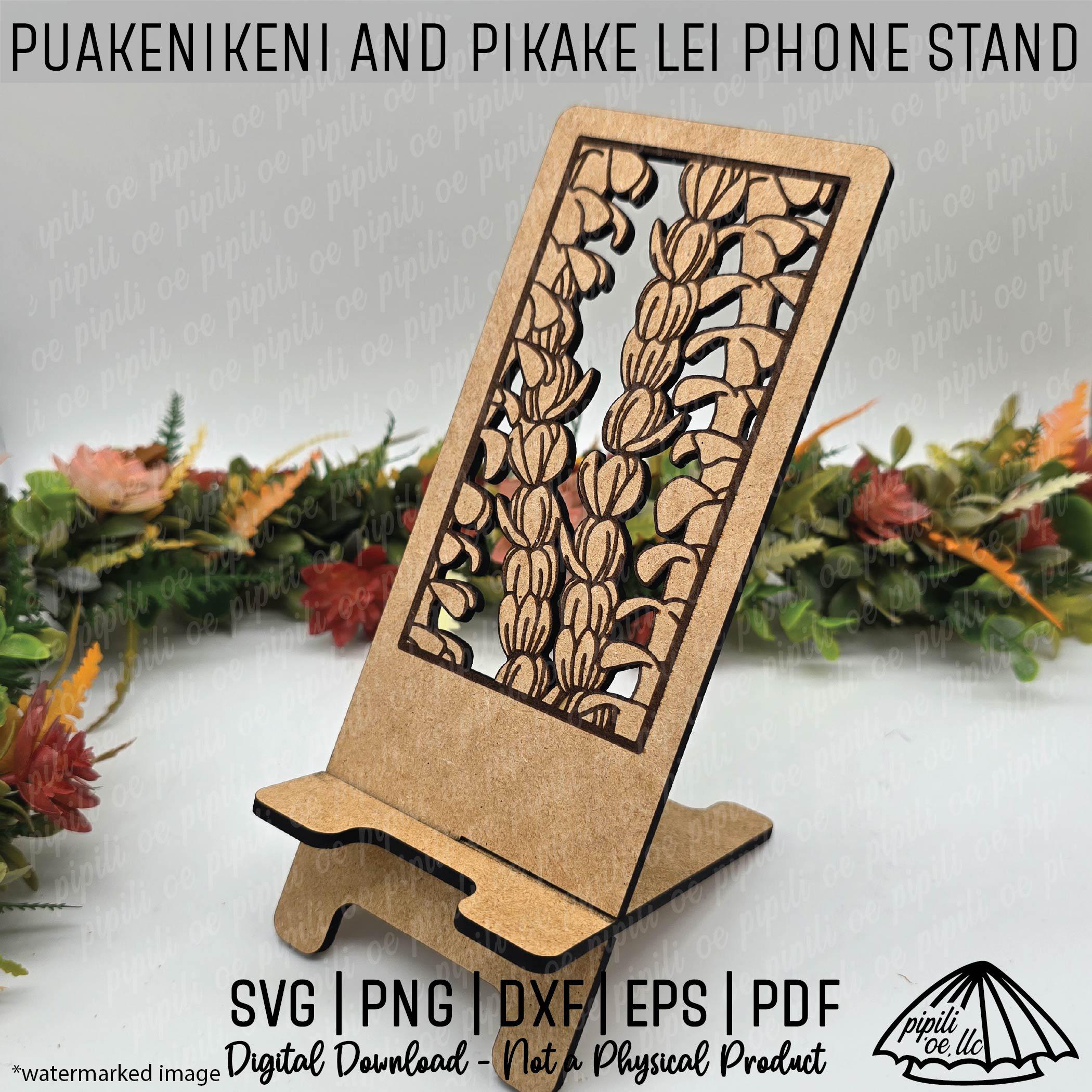 Puakenikeni and Pikake Lei Design SVG - Wood Phone Stand Laser Template ...