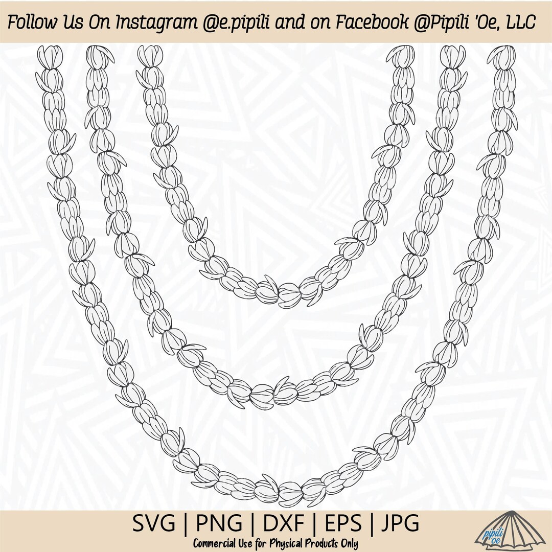 3 Single Strand Pikake Lei SVG Pikake Lei Clip Art Hawaii Lei PNG ...