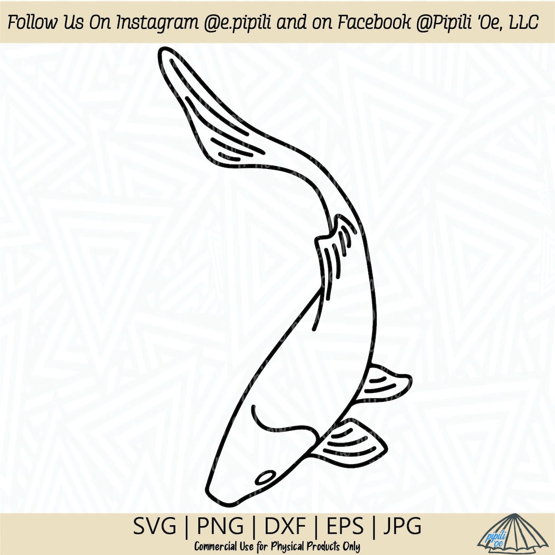 Koi Line Art SVG - Koi Fish SVG - Asian Fish SVG - Digital Download ...