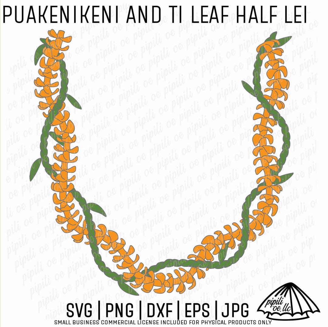 Puakenikeni and Ti Leaf Half Lei SVG - Lei Lāʻī SVG - Puakenikeni Lei ...