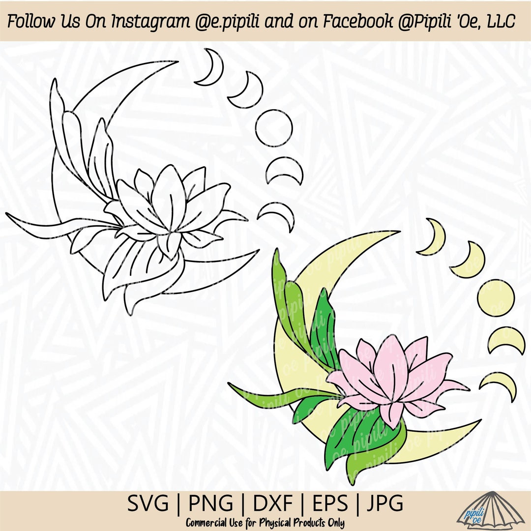 Moons and Lotus SVG - Moon SVG - Lotus SVG - Moon Phases Svg - Digital ...