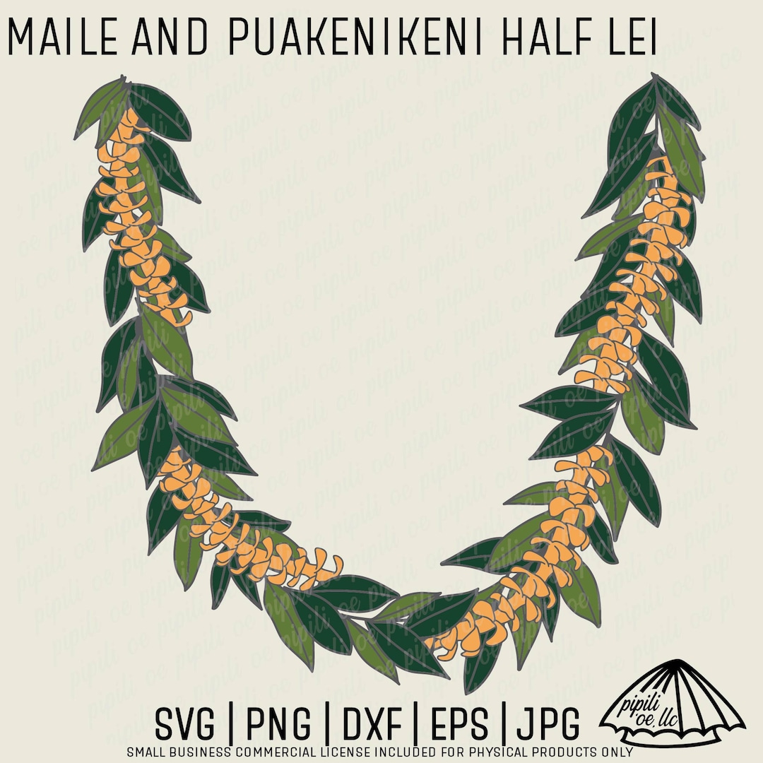 Maile and Puakenikeni Half Lei SVG - Maile Lei SVG - Puakenikeni Lei ...