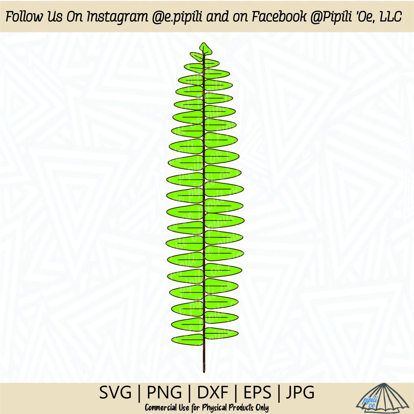 Single Kupukupu Fern SVG - Fern SVG - Sword Fern SVG - Digital Download ...