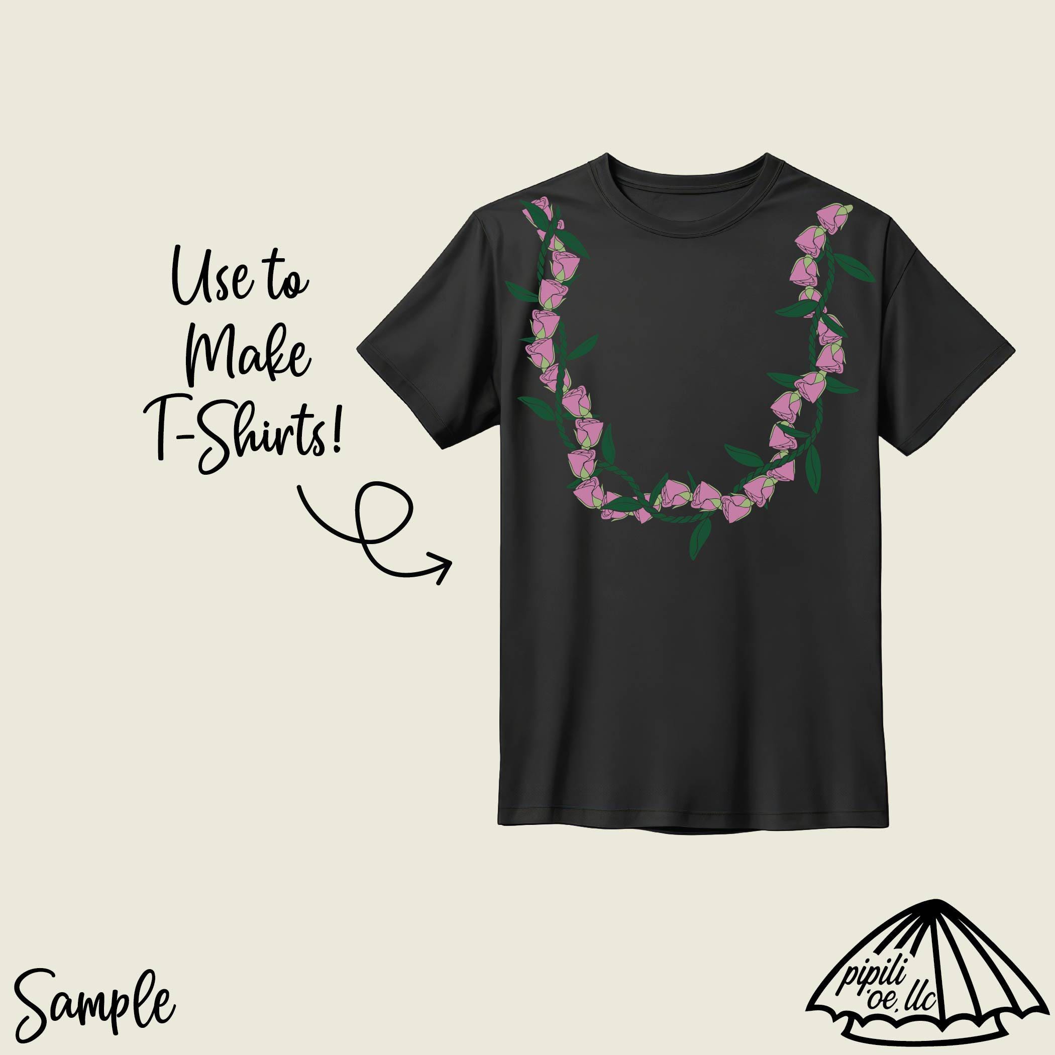 Lokelani and Ti Leaf Half Lei SVG - Lokelani SVG - Ti Leaf Lei Clip Art ...