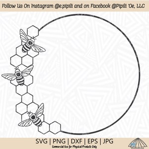 Honey Bee Circle Frame SVG - Honeybee SVG - Digital Download - Bee Clip ...