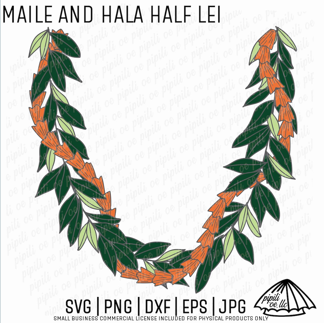 Maile and Hala Half Lei SVG - Lauhala Fruit Lei SVG - Lei Design ...