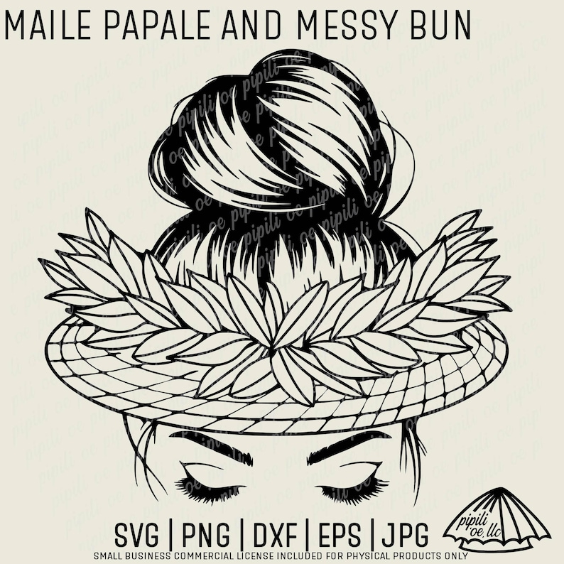 Maile Lei Papale and Messy Bun SVG - Maile Lei Papale SVG - Messy Bun ...