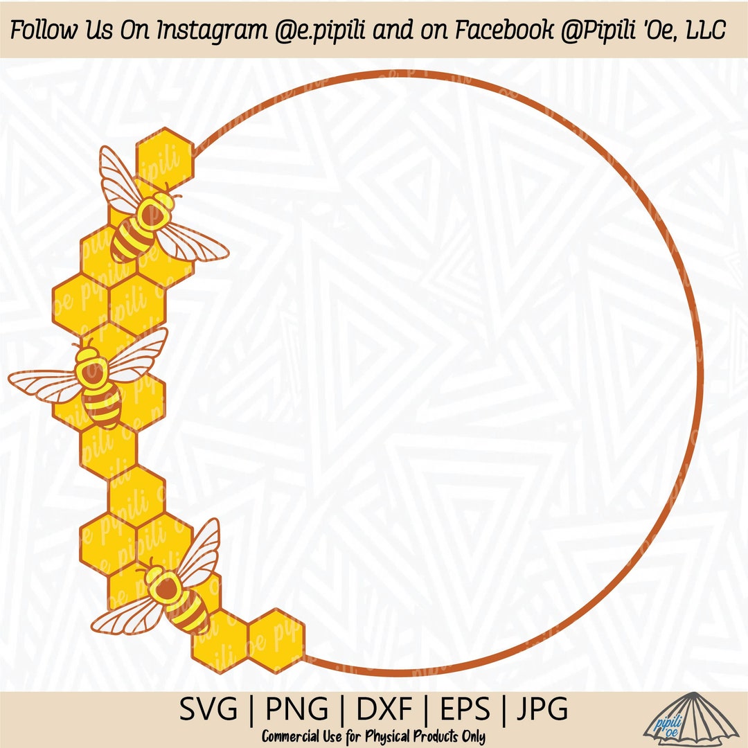Honey Bee Circle Frame SVG - Honeybee SVG - Digital Download - Bee Clip ...