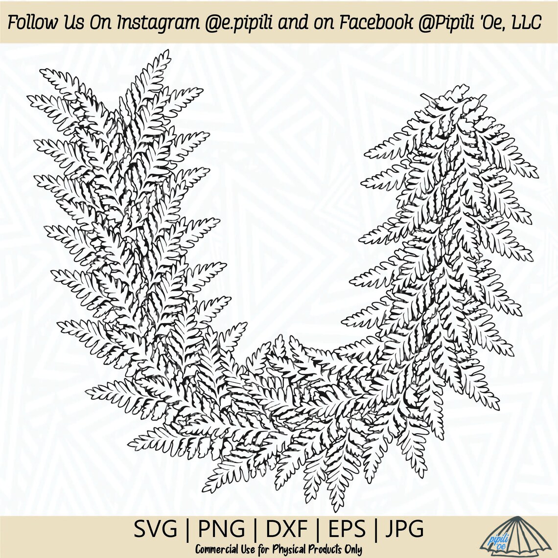 Palapalai Lei Svg - Lace Fern SVG - Plant SVG - Fern SVG - Digital ...
