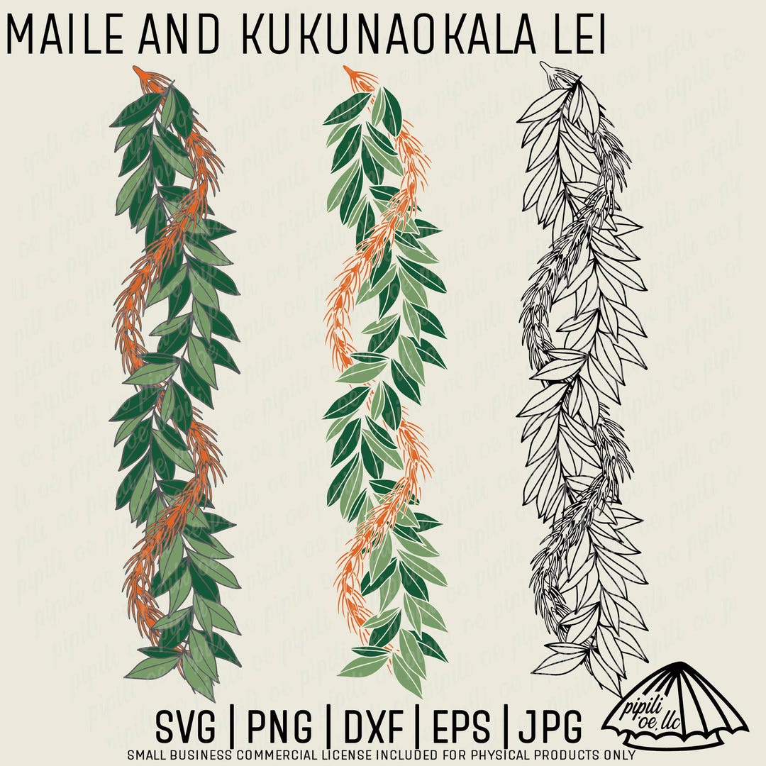 Maile and Kukunaokala Lei Section SVG - Rays of the Sun Lei - Hawaiian ...