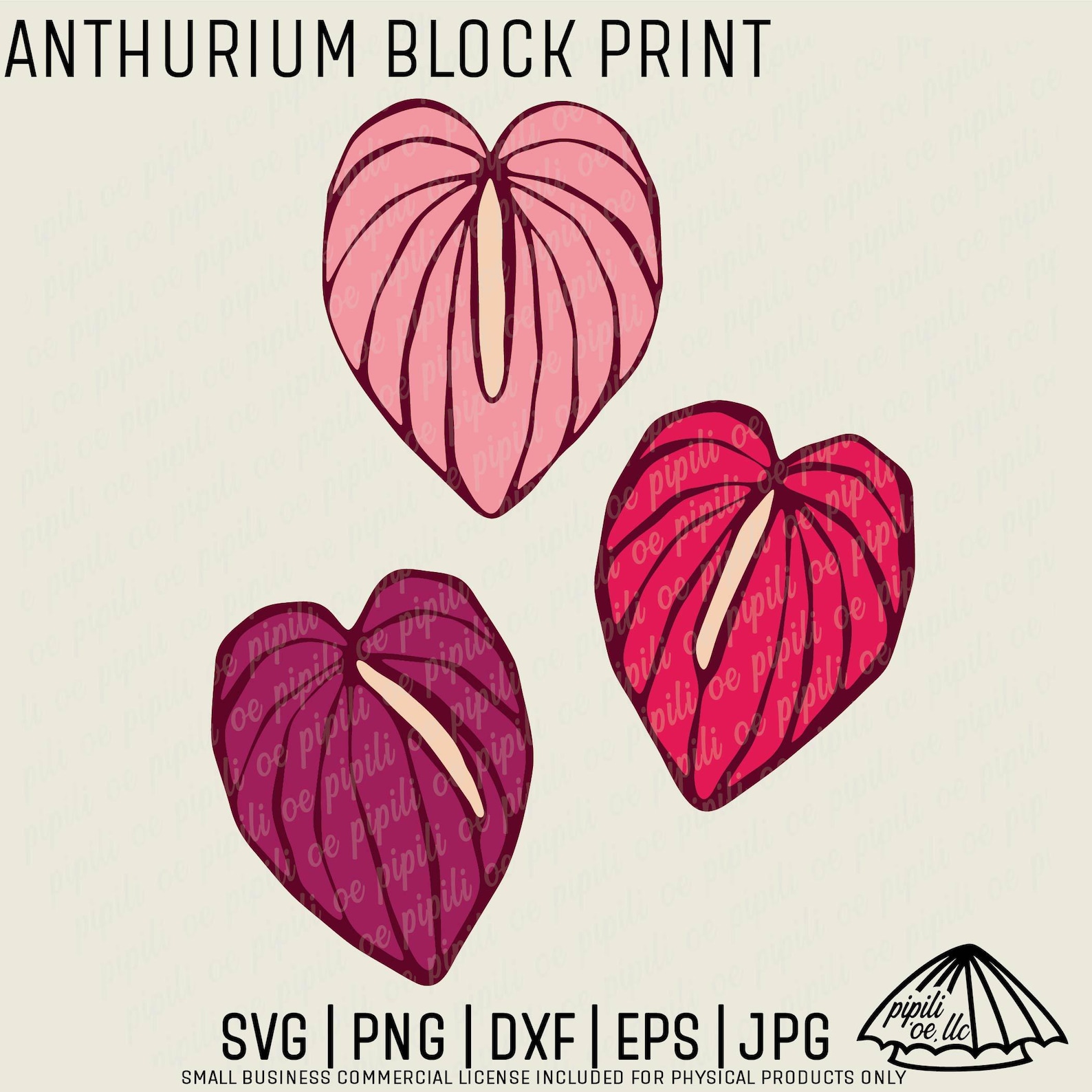 Anthurium Block Print Design SVG - Anthurium Flower PNG - Laser ...