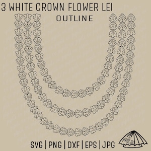 3 White Crown Flower Lei SVG - Lei Strand SVG - Hawaii Flower SVG ...
