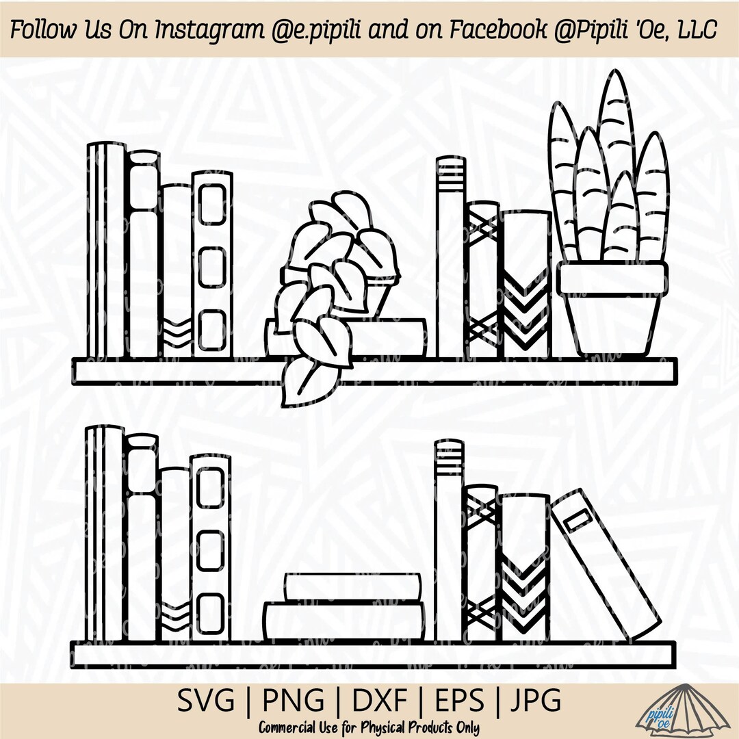Book Shelves SVG - Book SVG - Digital Download - Books Clip Art - Book ...