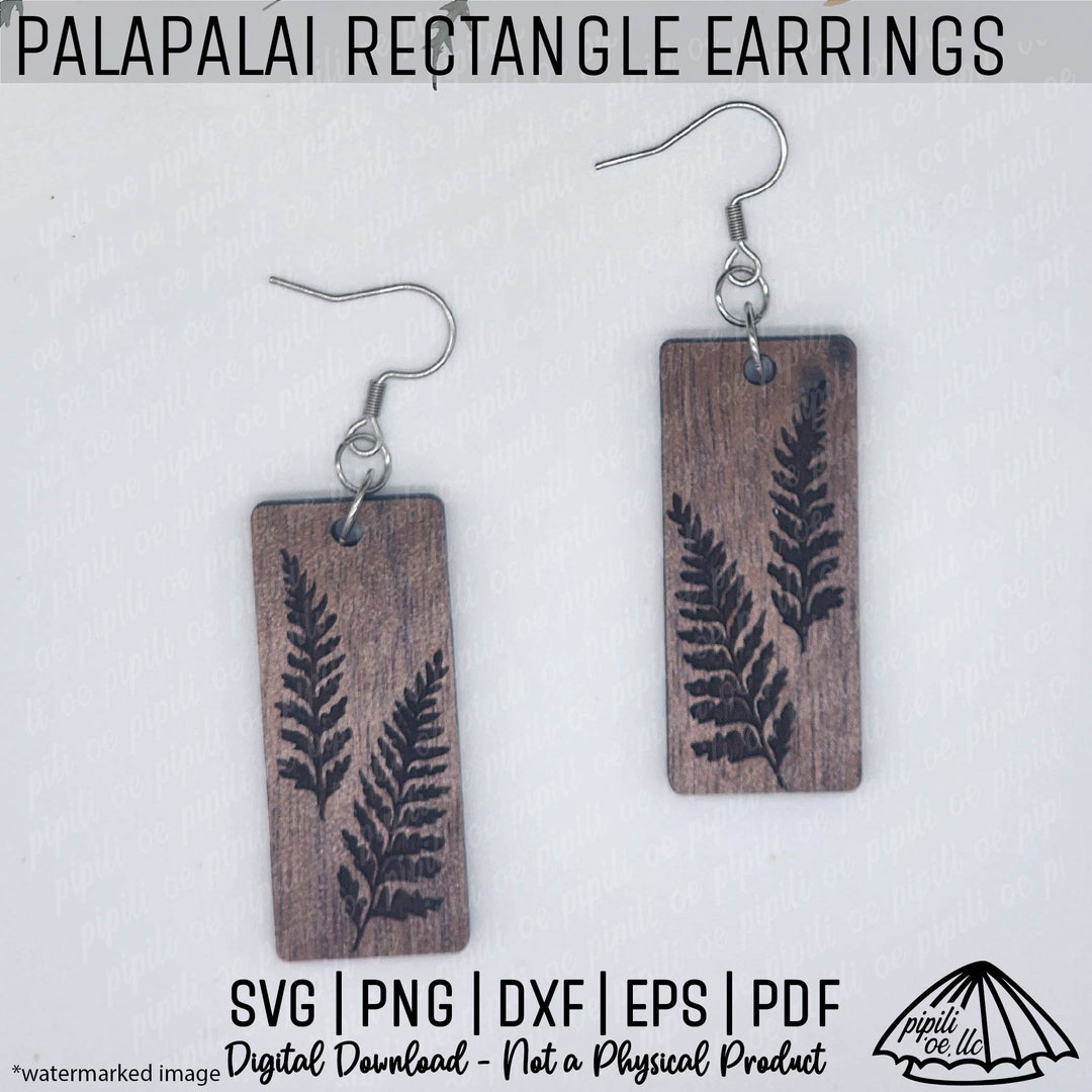 Palapalai Rectangle Laser Earring SVG - Palapalai Earring SVG - Fern ...