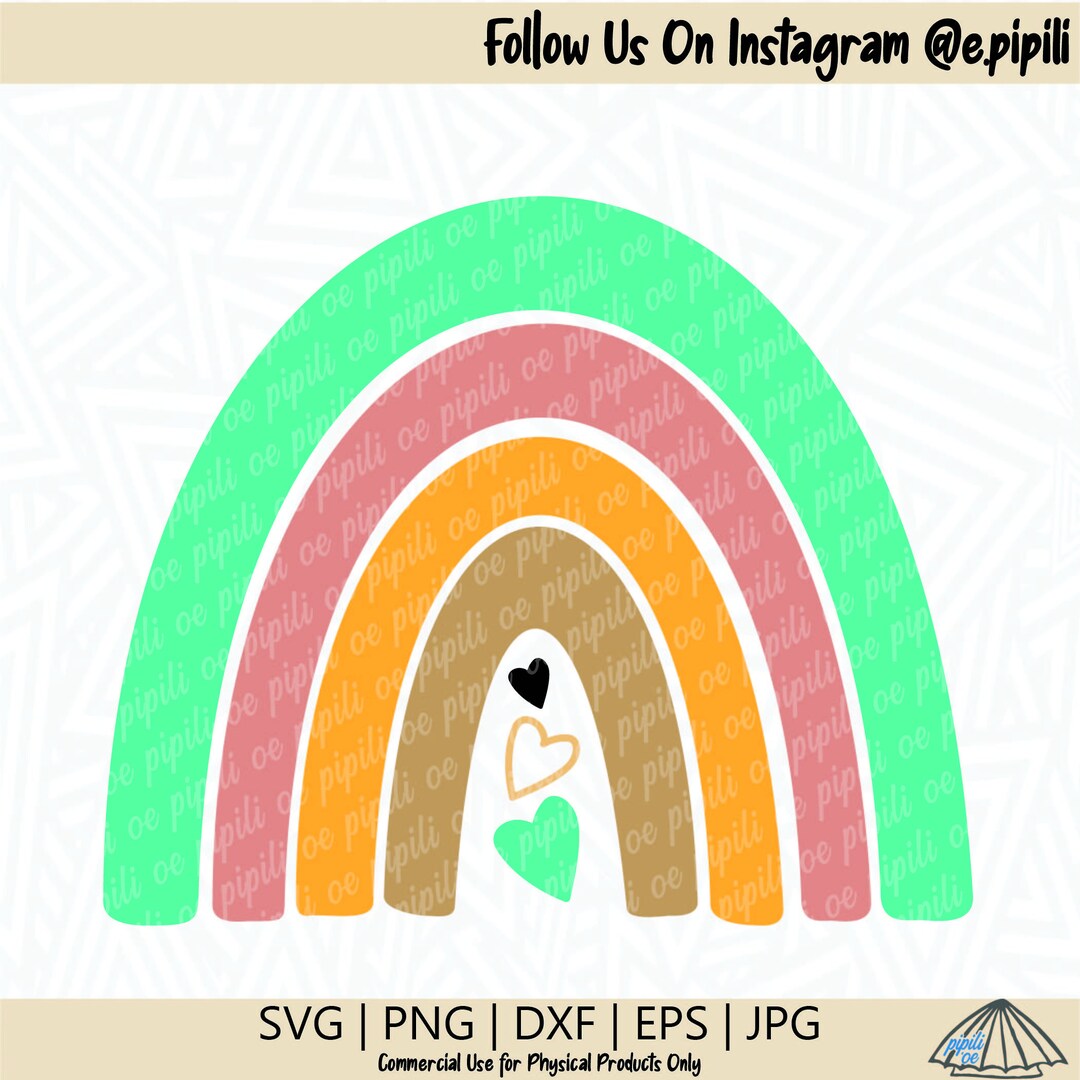 Rainbow and Hearts SVG - Boho Rainbow SVG - Heart SVG - Boho Rainbow ...