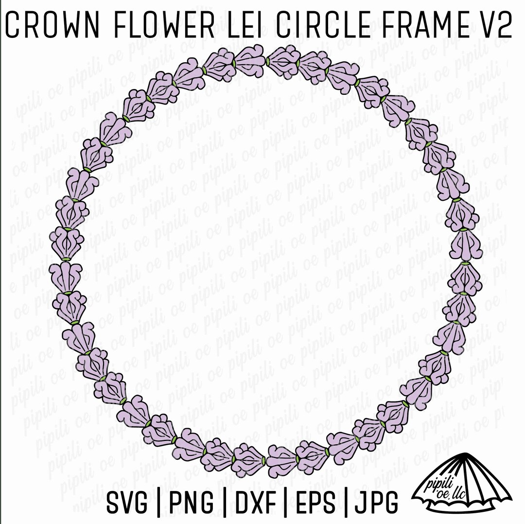 Crown Flower Lei Circle Frame V2 SVG - Lei Strand SVG - Hawaii SVG ...