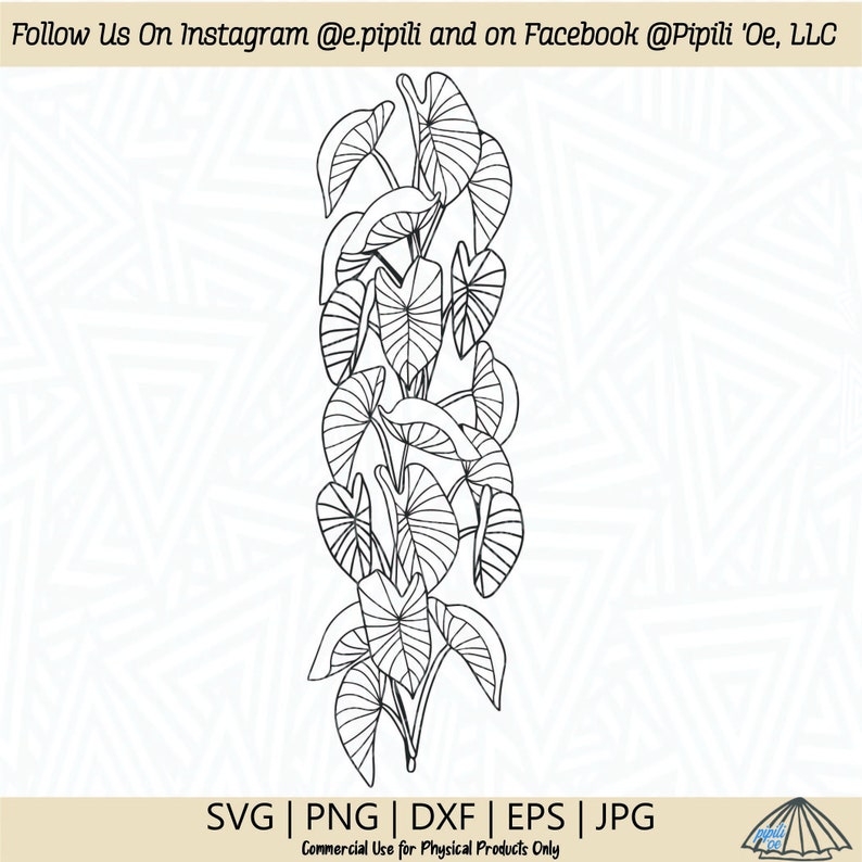 Kalo Plant Border Color SVG - Taro Plant SVG - Hawaii Plant SVG ...