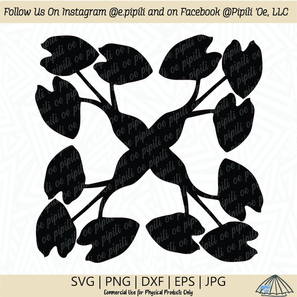 Kalo Hawaiian Quilt Design SVG Kalo Plant SVG Taro Plant - Etsy