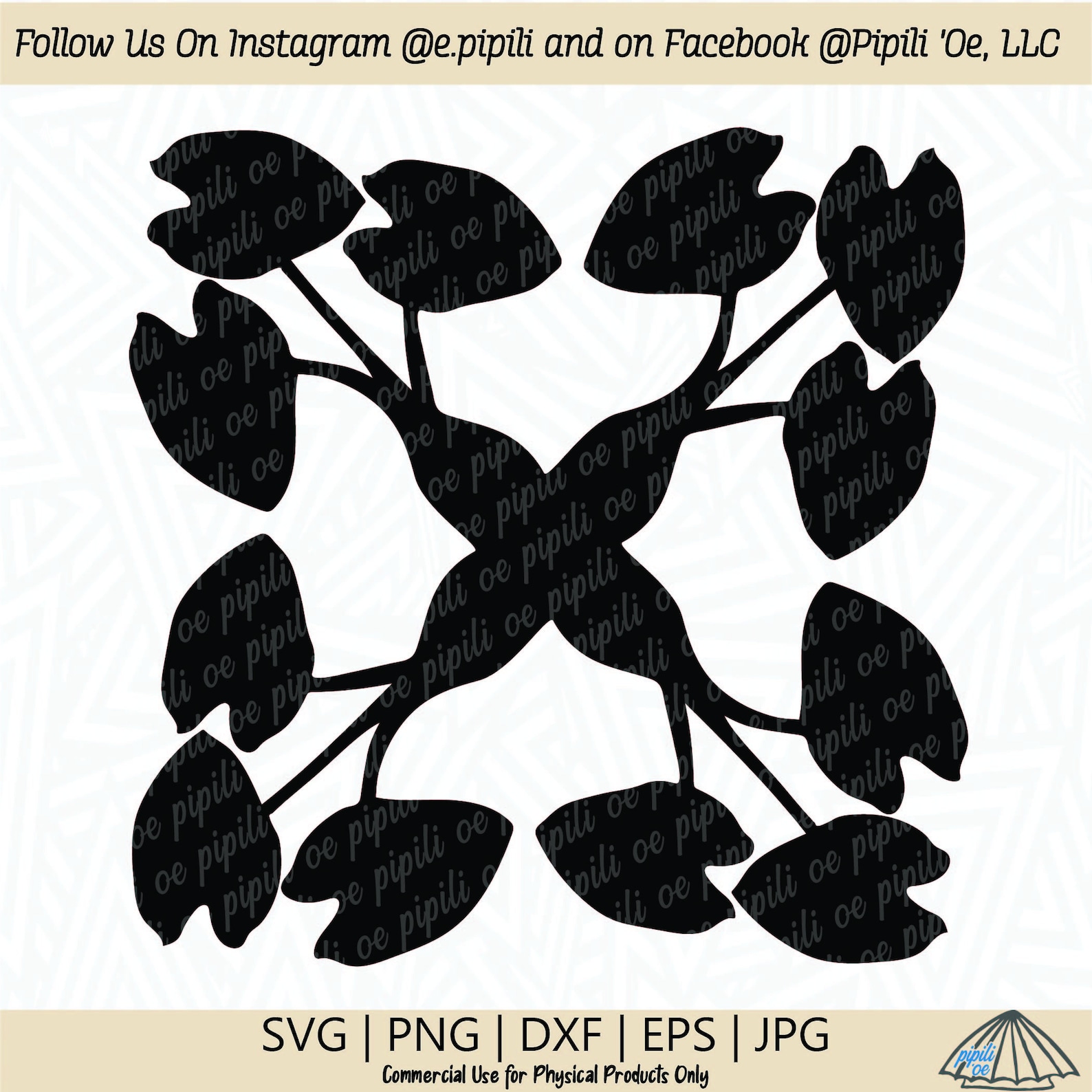 Kalo Hawaiian Quilt Design SVG - Kalo Plant SVG - Taro Plant SVG ...
