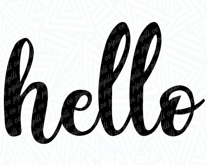 Hello SVG Hello Hand Lettering, Front Door SVG, Hello Greeting Card ...