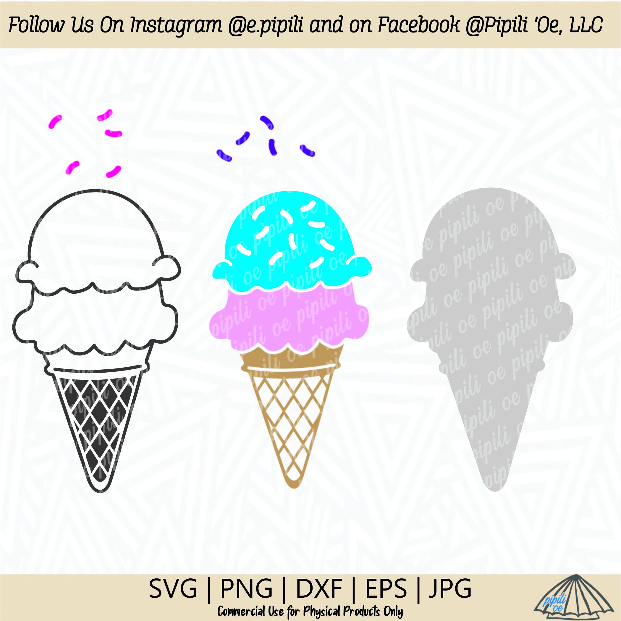 Double Ice Cream Cone Svg Ice Cream Cone Svg Ice Cream Svg Etsy