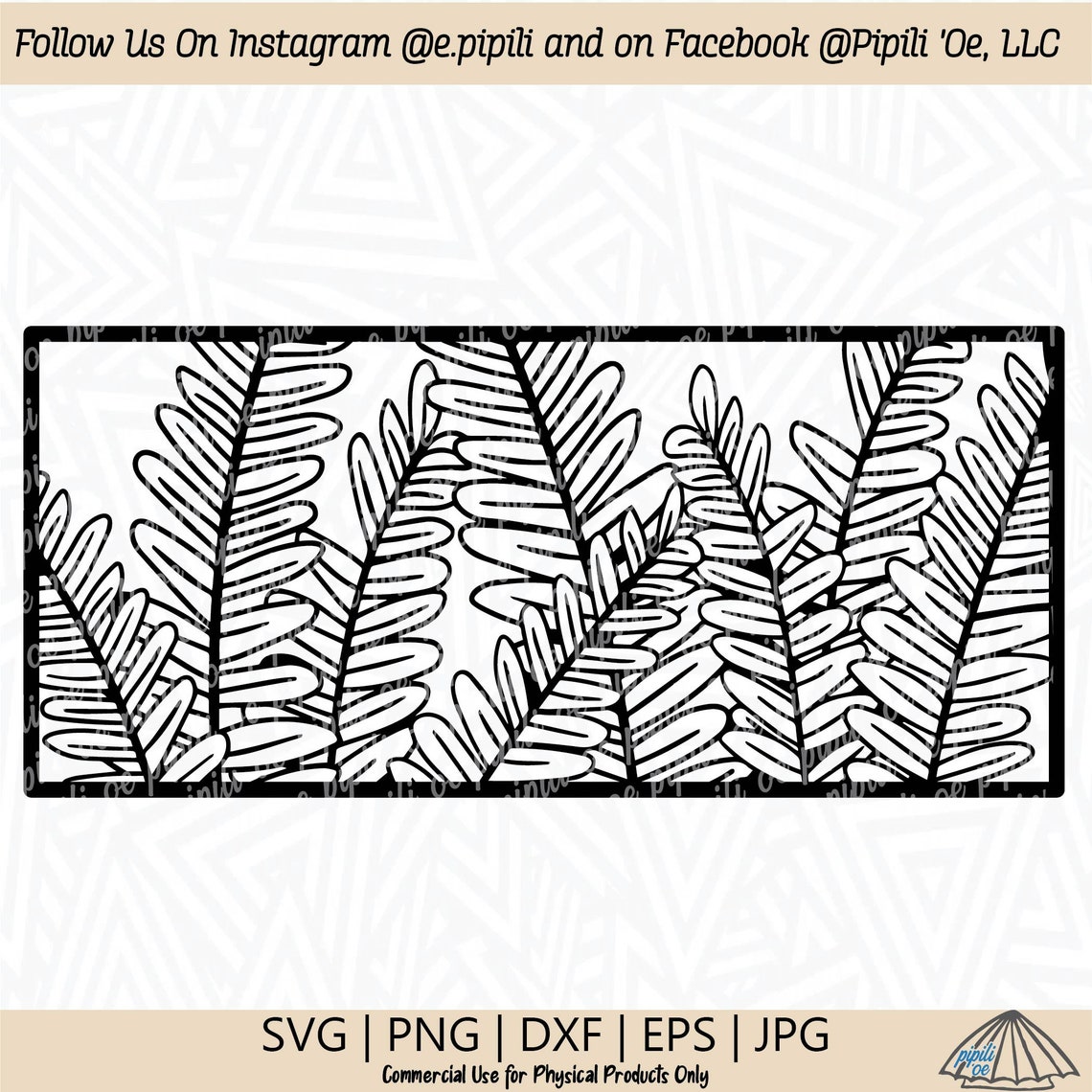 Kupukupu Fern Framed SVG - Fern SVG - Plant SVG - Sword Fern Svg ...