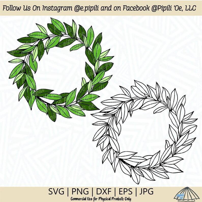 Maile Circle Frame SVG Maile Wreath SVG Wreath SVG | Etsy