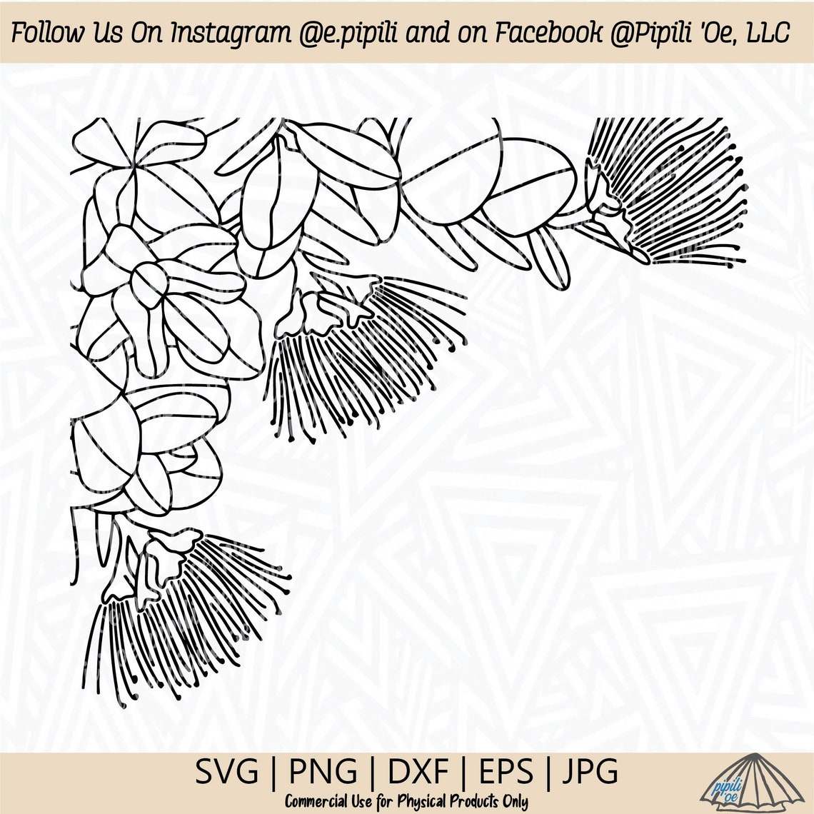 Ohia Lehua Corner Design SVG - Ohia Lehua Flower SVG - Hawaii Flower ...